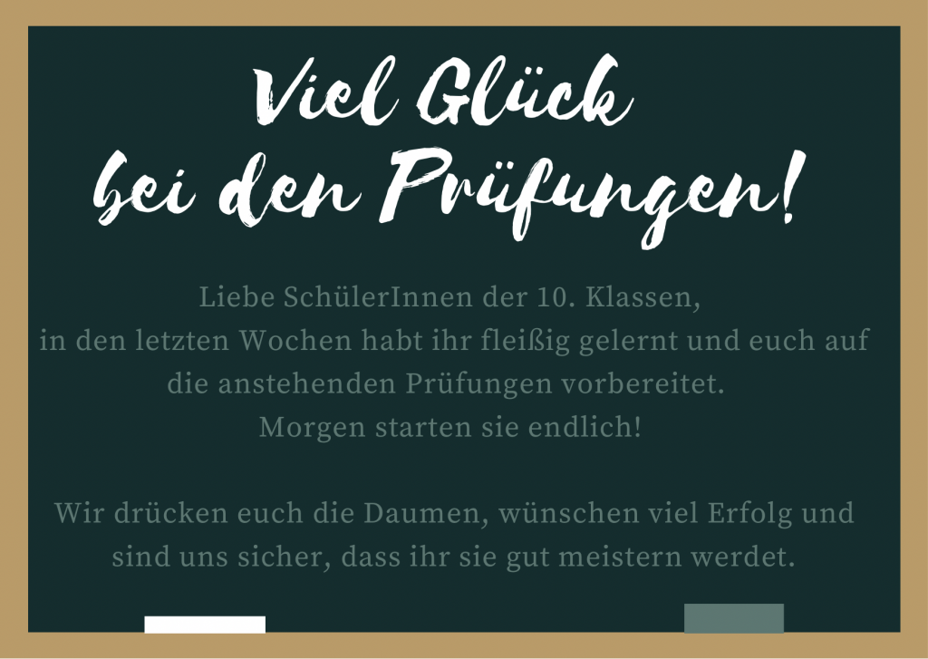 Viel Glück für die Prüfungen - Maria-Ward-Realschule Augsburg Maria ...